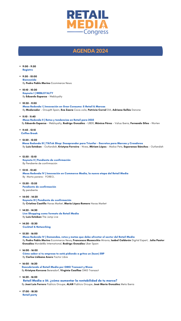Agenda 2024 – Retail Media Congress Spain